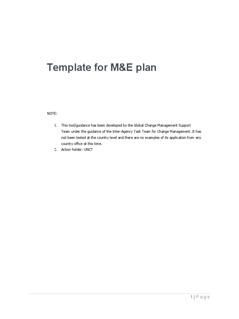 Template For M&E Plan PDF | PDF | Monitoring And Evaluation | Capacity ...
