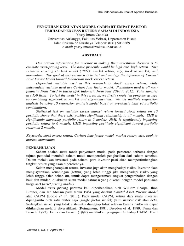 Pengujian Four Factor Model | PDF