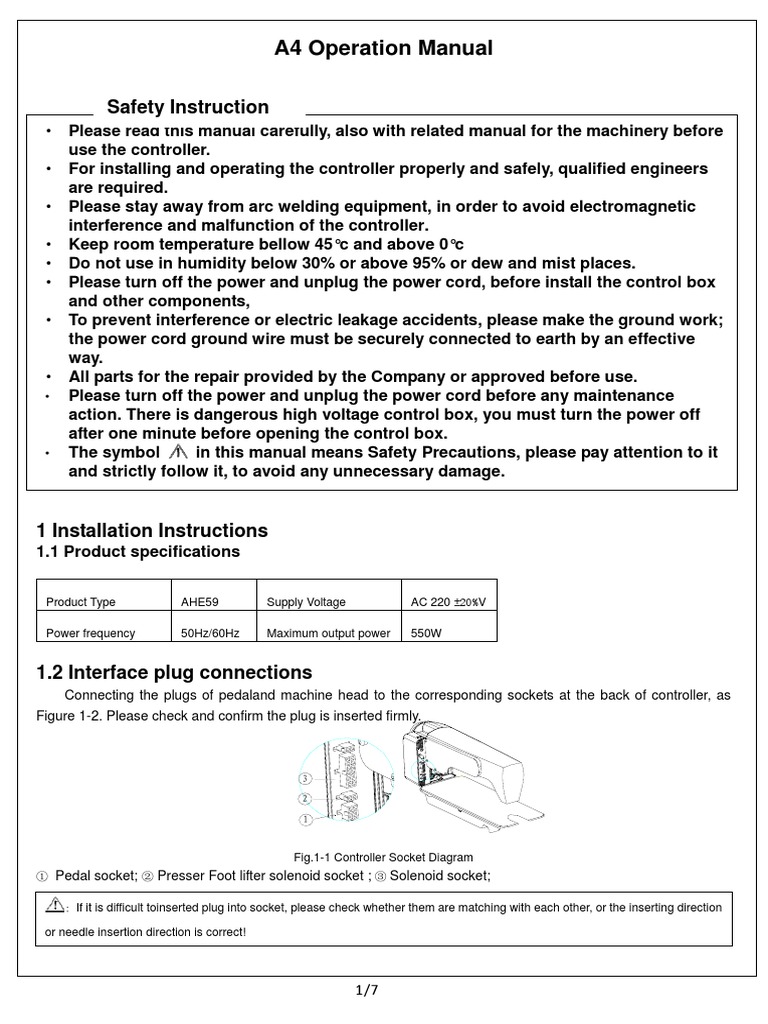 A4 Operation Manual Setup Guide | PDF | Sewing Machine | Ac Power Plugs ...