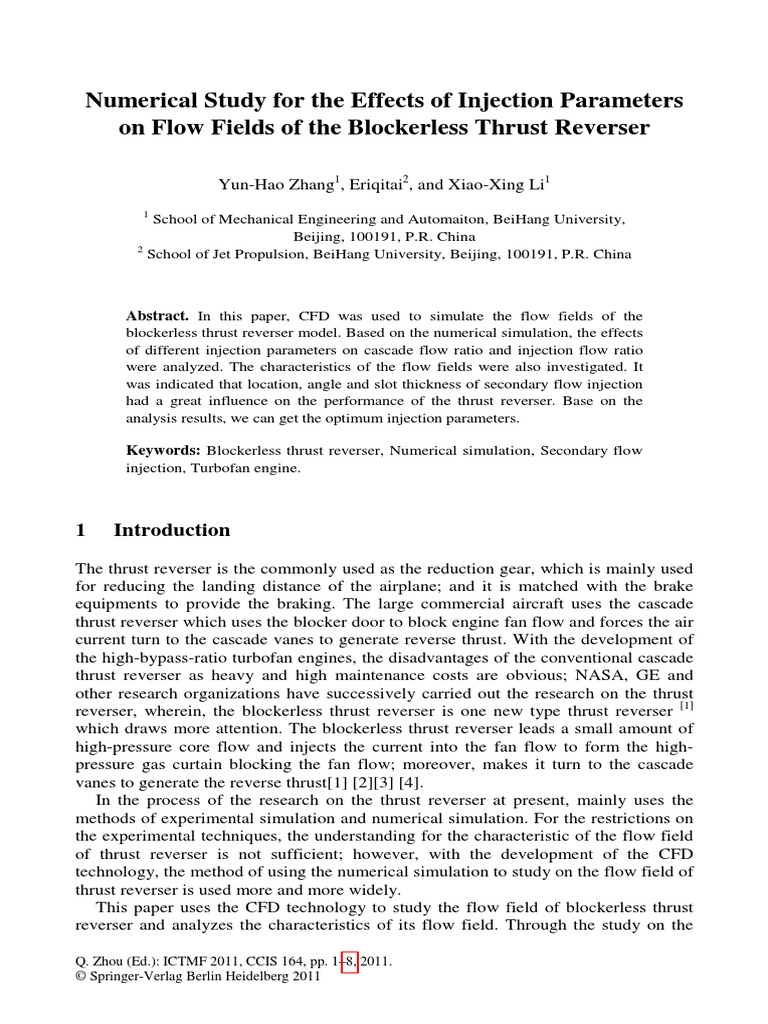 Numerical Study For The Effects of Injection Parameters On Flow Fields ...