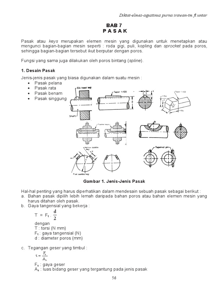 Jenis dan Desain Pasak Mesin | PDF
