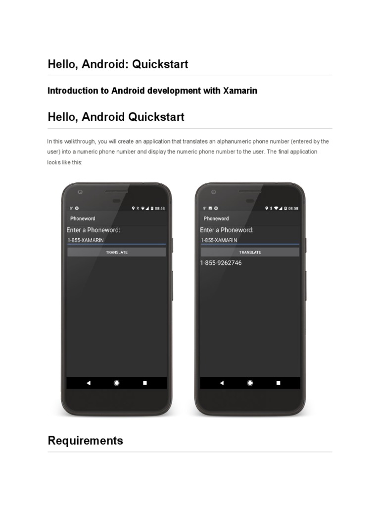 Hello, Android: Quickstart: Introduction To Android Development With Xamarin | PDF | Xamarin ...