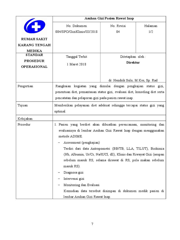 Asuhan Gizi Pasien Rawat Inap | PDF