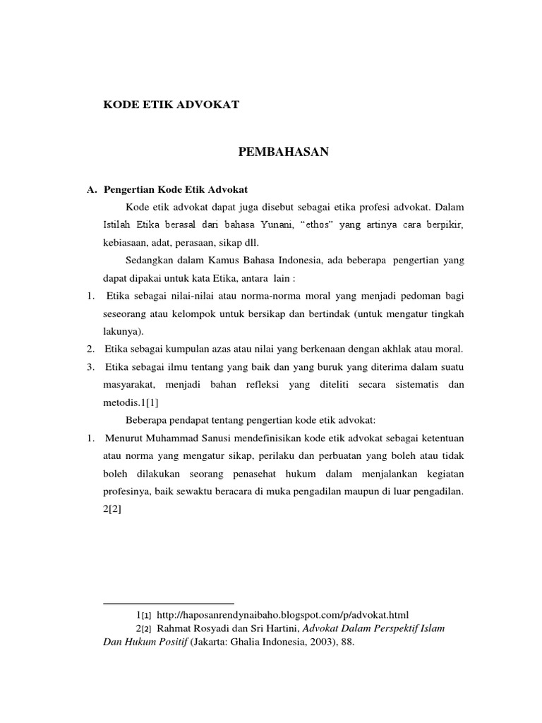 Kode Etik Advokat | PDF
