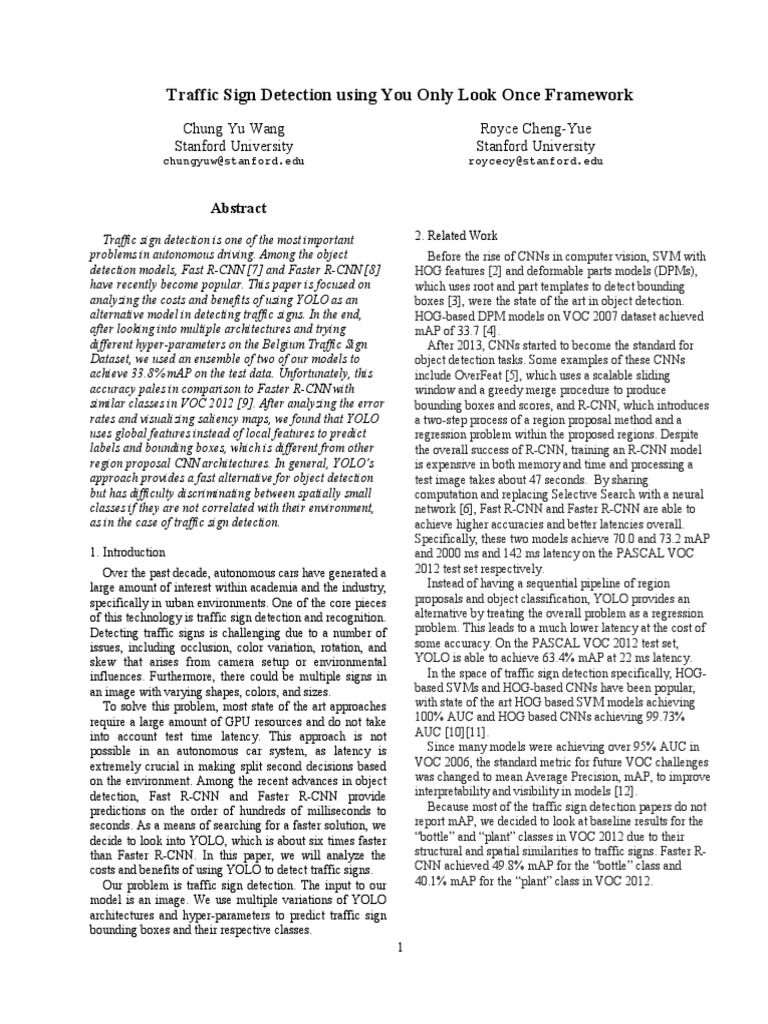 Traffic Sign Detection using YOLO: Analyzing Costs and Benefits | PDF ...