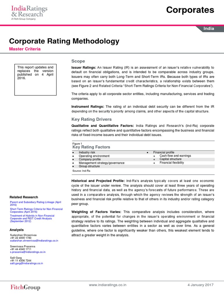 Corporate Rating Methodology | PDF | Earnings Before Interest | Debt