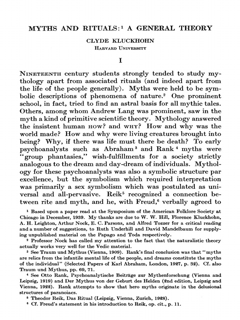Myths and Rituals: A Comparative Theory | PDF | Mythology | Rituals