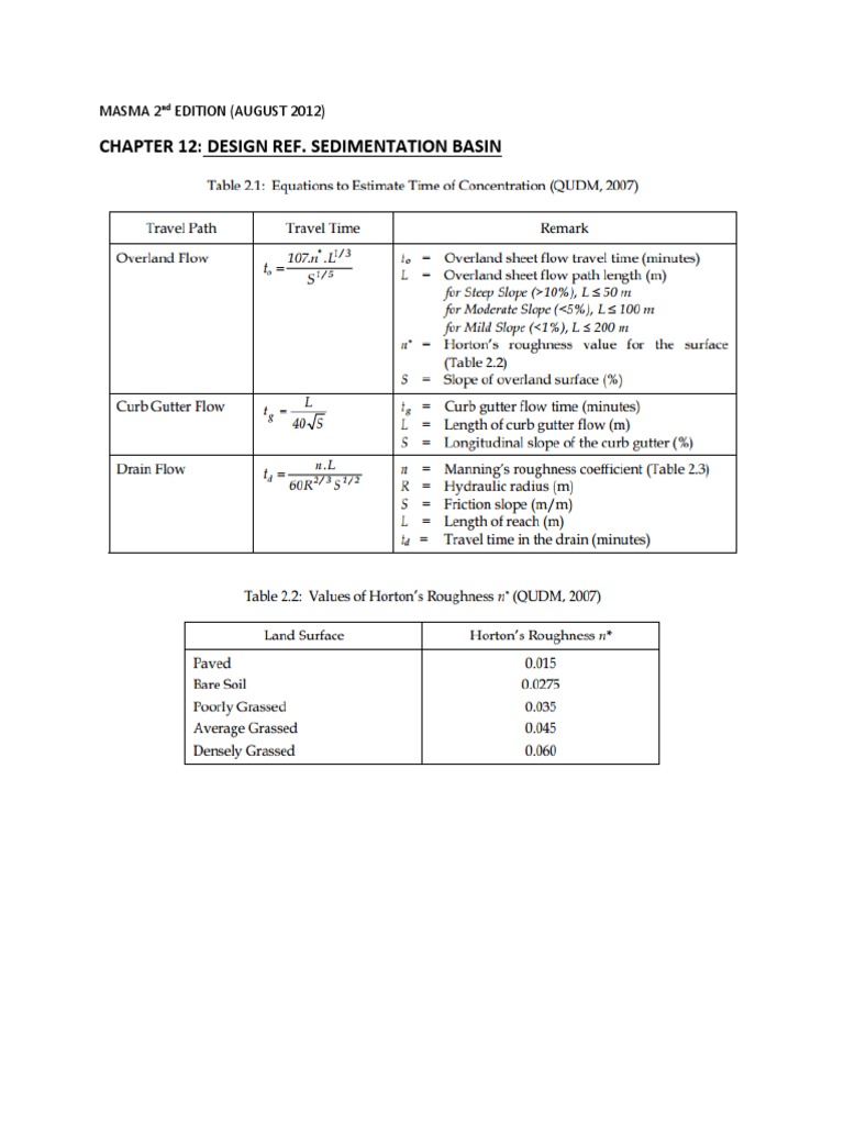 Design Ref - Dry Sedimentation Basin | PDF