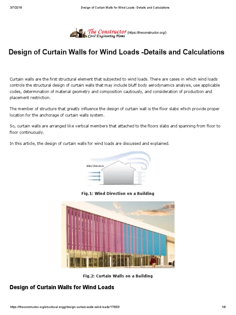 Design of Curtain Walls For Wind Loads - Details and Calculations | PDF ...