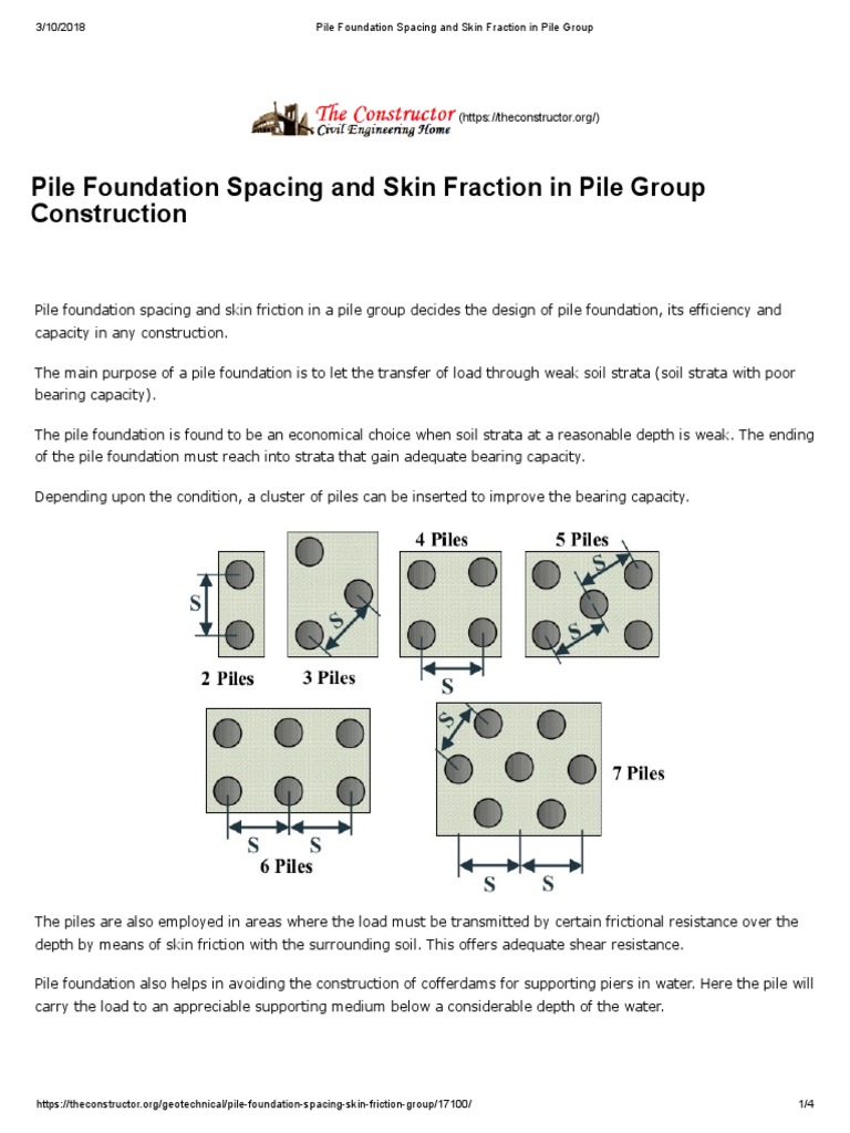 Pile Foundation Spacing and Skin Fraction in Pile Group | PDF | Deep ...