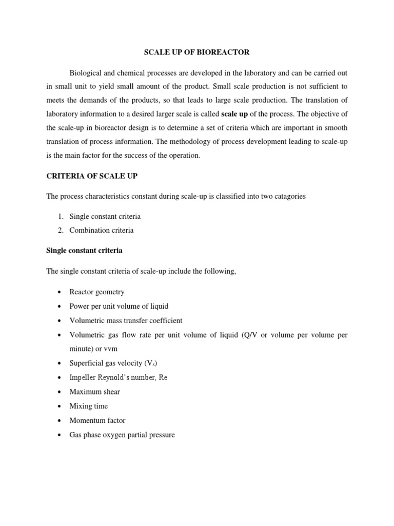 Scale Up of Bioreactor | PDF | Chemical Reactor | Gases