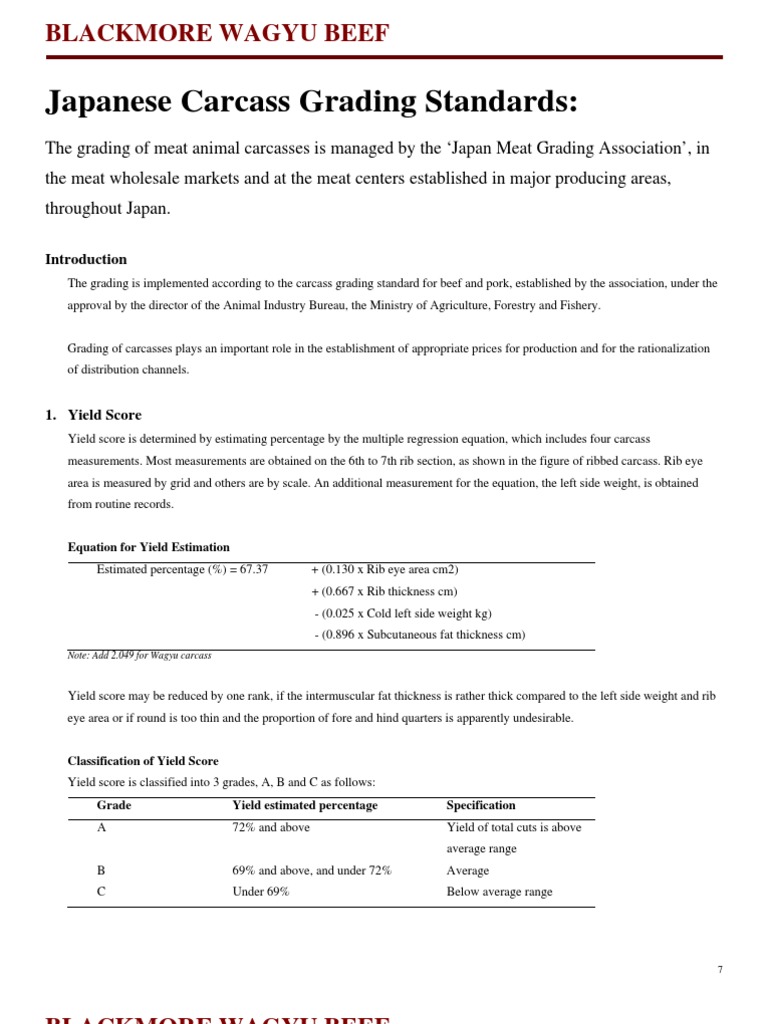 Japanese Carcass Grading Standards | PDF | Beef | Animal Death