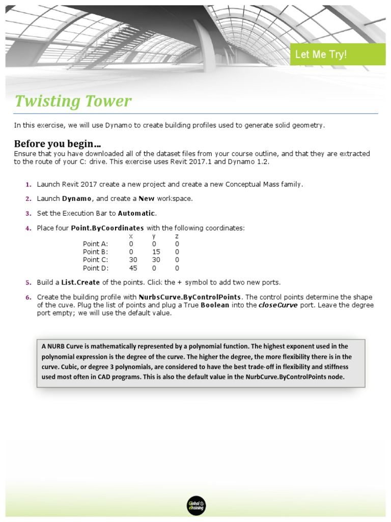 Twisting Tower: Before You Begin | PDF | Rotation | Curve