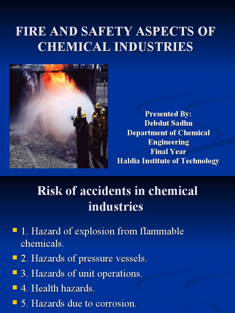 Fire and Safety Aspects of Chemical Industries | PDF | Fires | Explosion