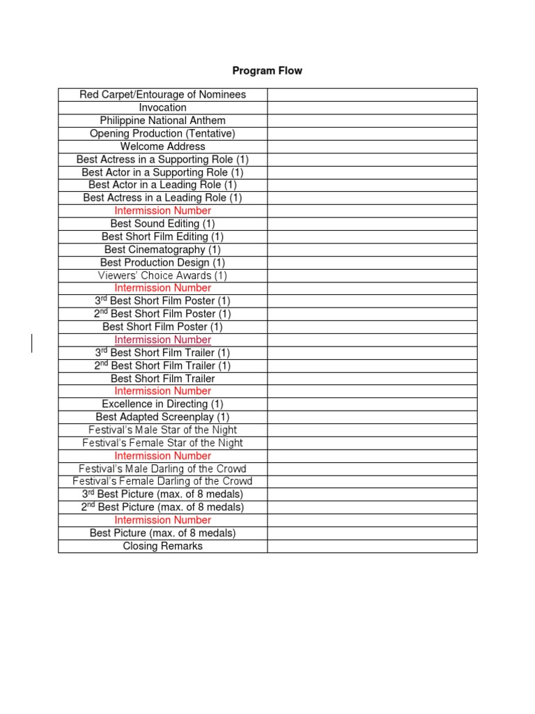 Awards Night Program Flow Sample | PDF | Language Arts & Discipline