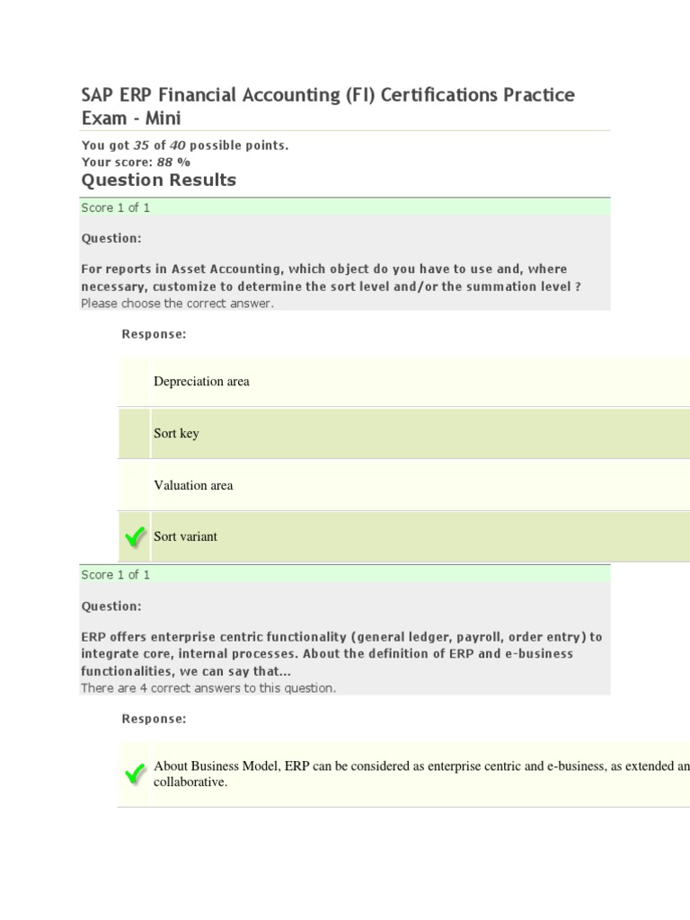 SAP ERP Financial Accounting (FI) Certifications Practice Exam - Mini ...
