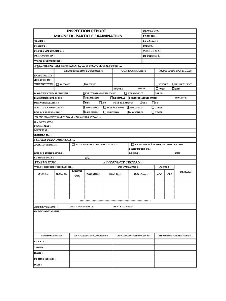Magnetic Particle Inspection Report | PDF | Welding | Construction