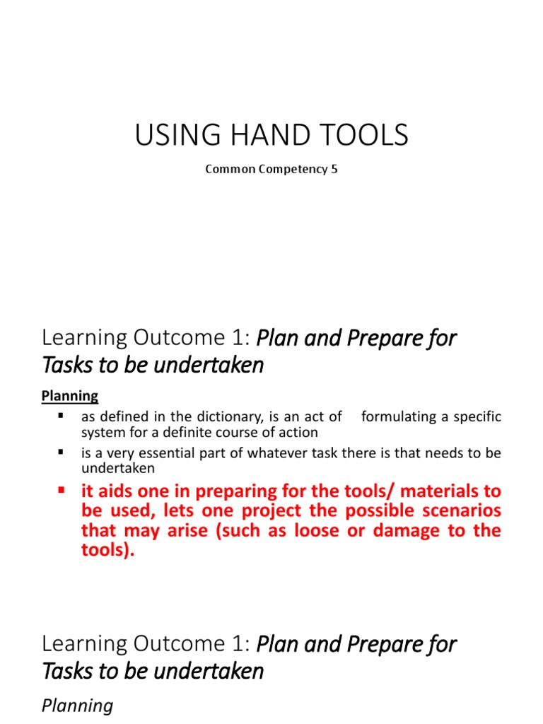 Common 5 - Using Hand Tools | PDF | Blade | Knife