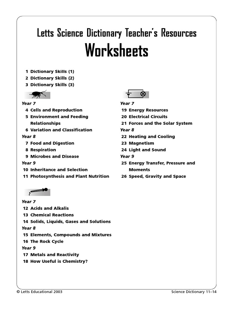 Ks3 Science20dictionary Worksheets | PDF | Rock (Geology) | Ph