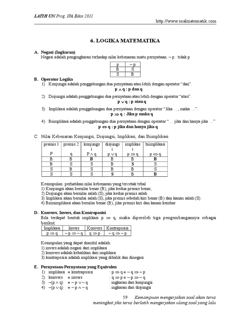 Bab 6 Logika Matematika | PDF
