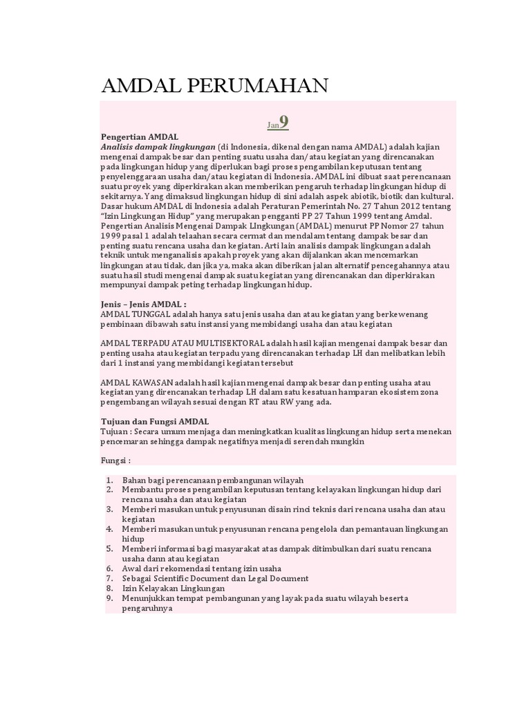 Amdal Perumahan | PDF