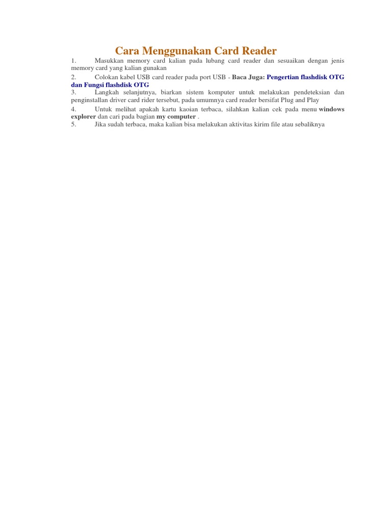 Cara Menggunakan Card Reader | PDF