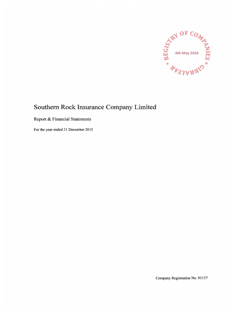 Southern Rock Insurance Company LTD 2015 Accounts | PDF | Reinsurance ...