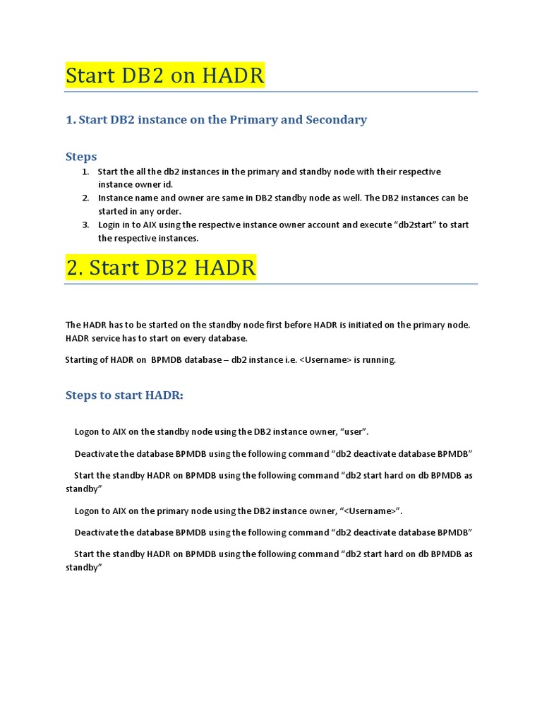 Stop-Start DB2 On HADR | PDF | Computer Architecture | Data