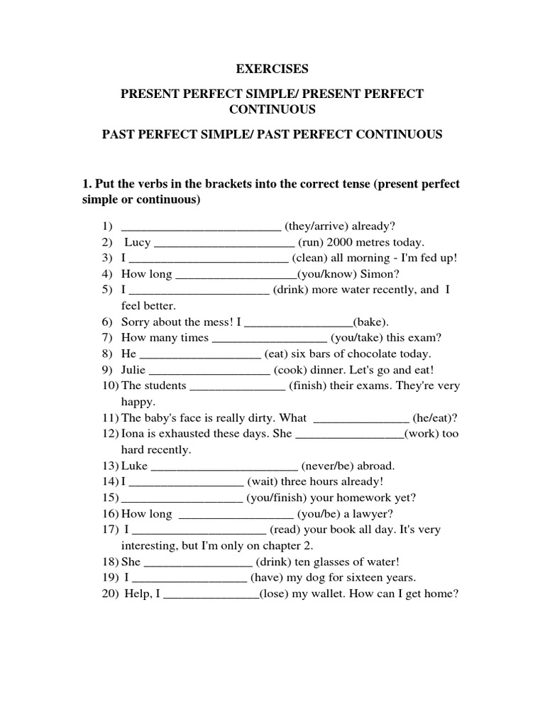 Exercises Prps PRPC Pps PPC | PDF | Perfect (Grammar) | Language Mechanics