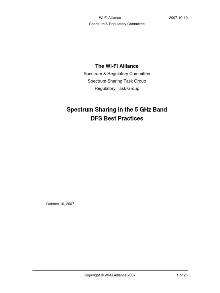 WFA DFS Best Practices | PDF | Radar | Wi Fi