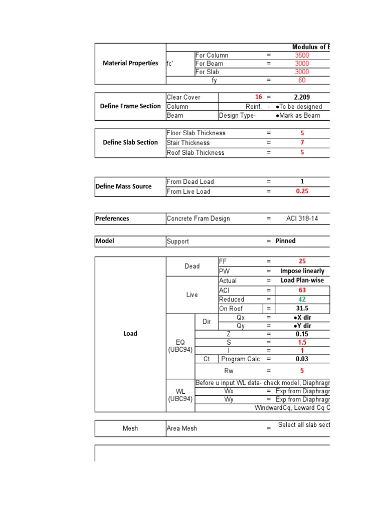 ETABS Model Material Properties Guide | PDF | Civil Engineering ...