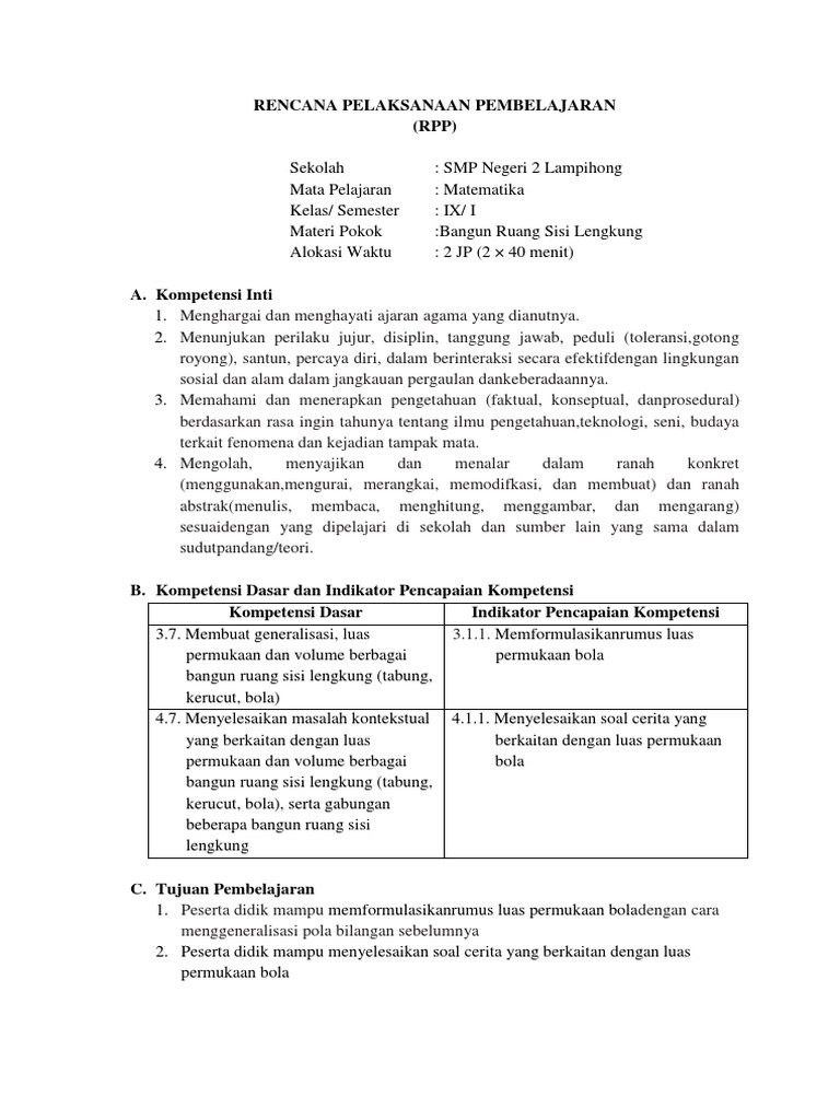 1a. Contoh RPP K13 | PDF