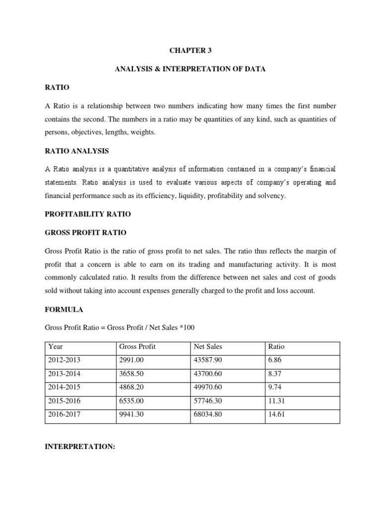 Analysis & Interpretation of Data Ratio | PDF | Revenue | Expense