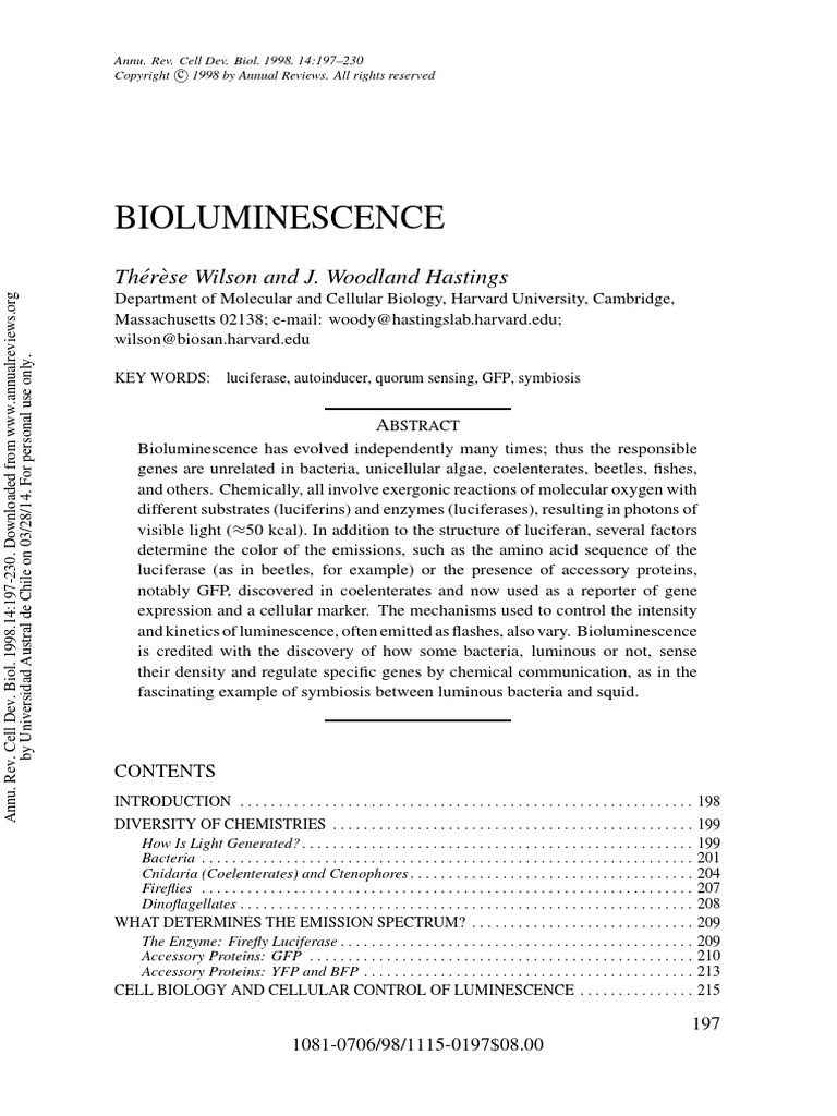 Bioluminescence PDF | PDF | Luciferase | Biochemistry