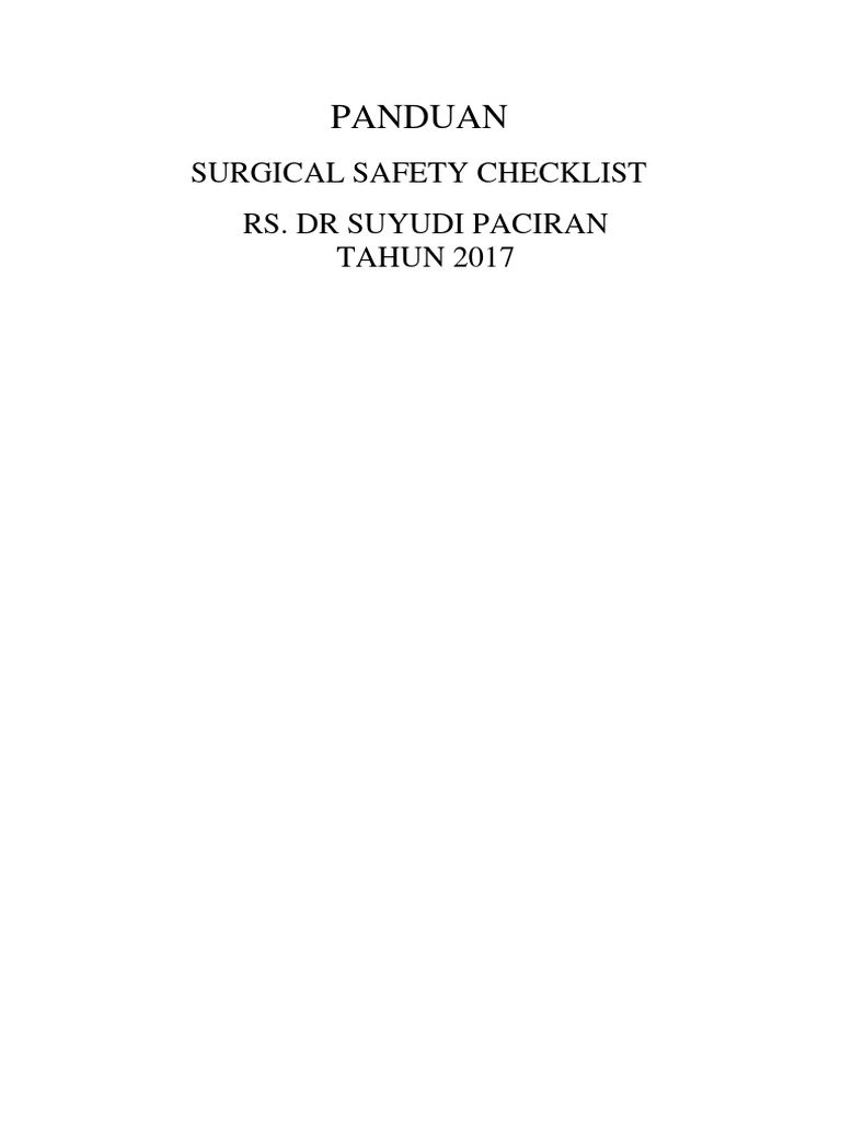 Panduan Surgical Safety Checklist | PDF