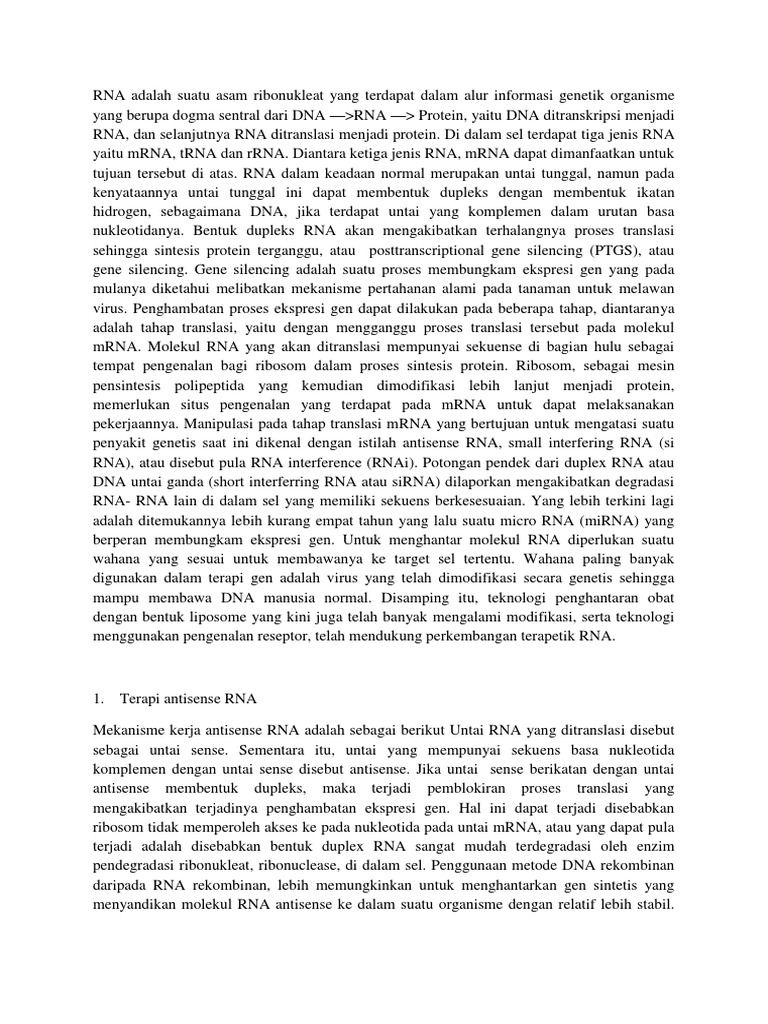 Penerapan Antisense RNA | PDF