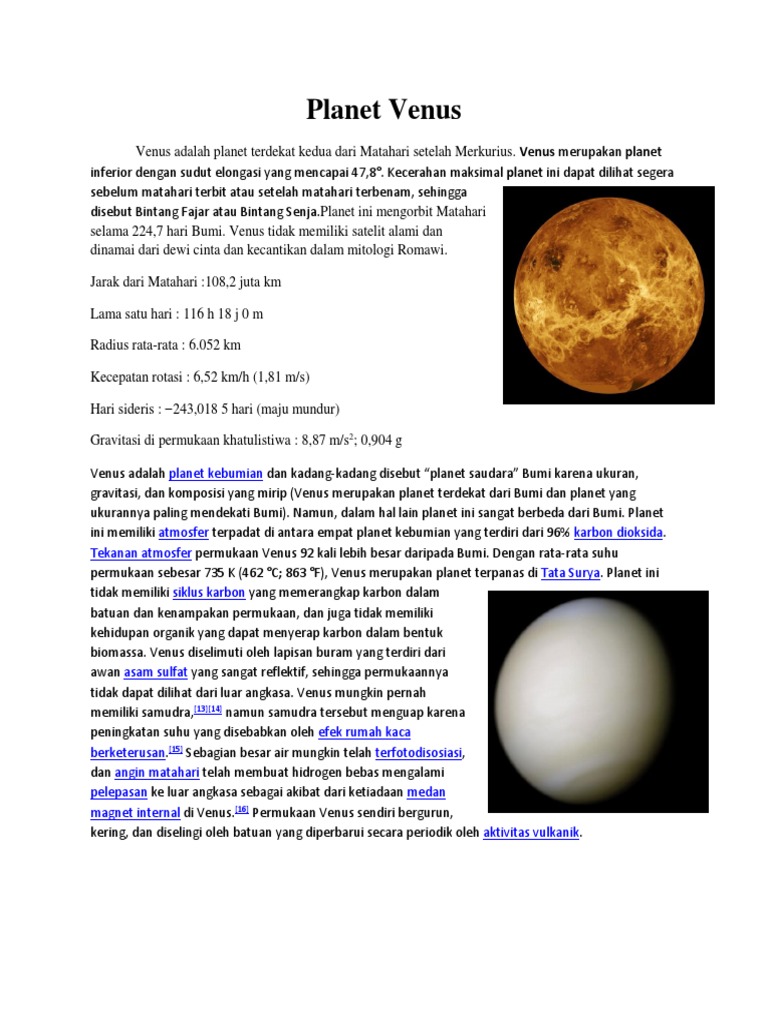 Deskripsi Planet Venus | PDF