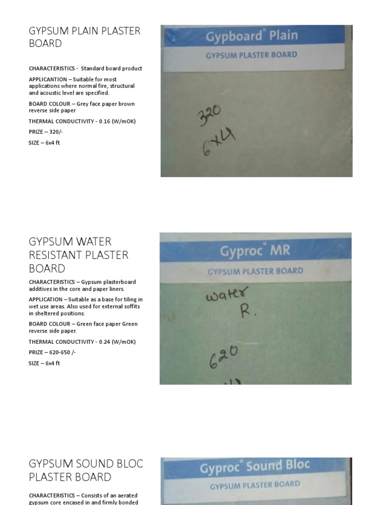 Gypsum Plasterboard Overview 8x4 ft | PDF