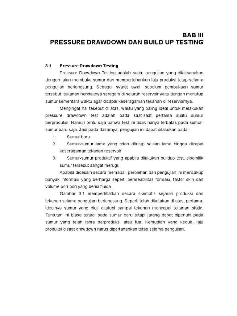 Bab 3 Pressure Drawdown Dan Build Up Testing | PDF