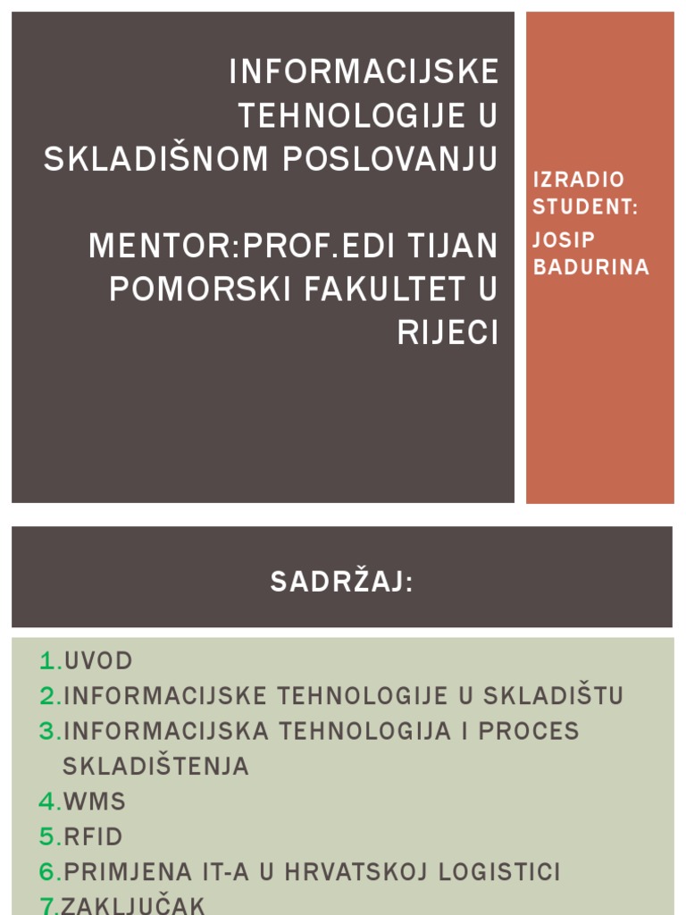 Informacijske Tehnologije U Skladišnom Poslovanju | PDF