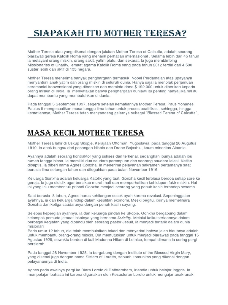 Folio Moral Mother Teresa | PDF