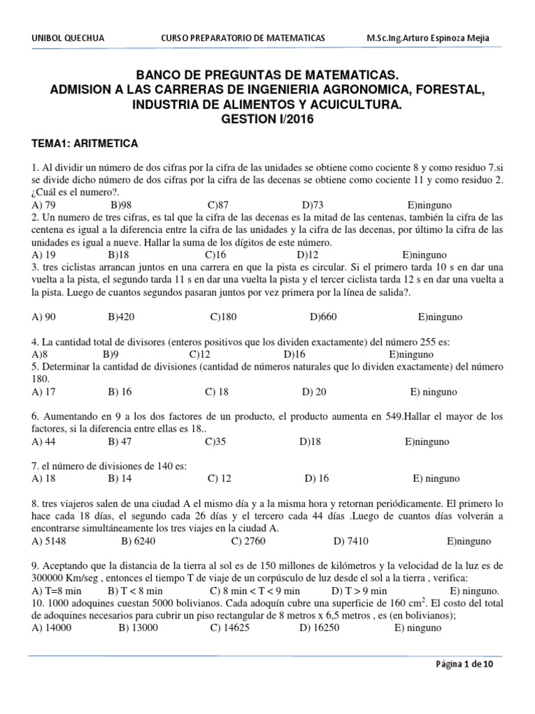 Banco de Preguntas General 2016 Matematicas | PDF | Triángulo | Geometría triangular