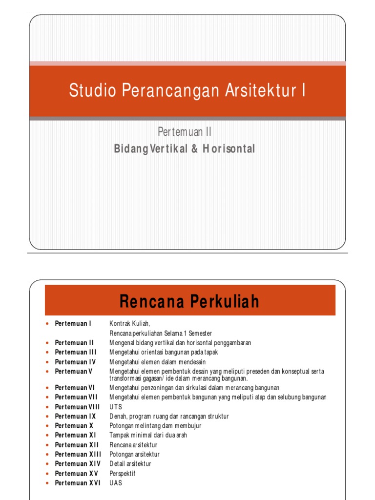 Studio Perancangan Arsitektur 1: Bidang Vertikal Dan Horizontal | PDF