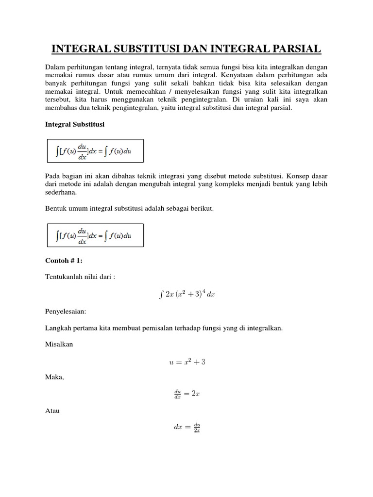 Integral Substitusi Dan Integral Parsial | PDF