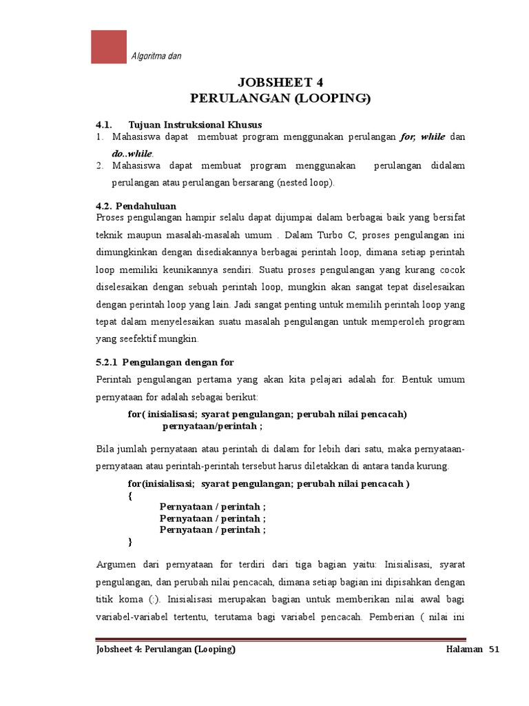Jobsheet 4 Algoritma Dan Pemrograman | PDF | Komputer
