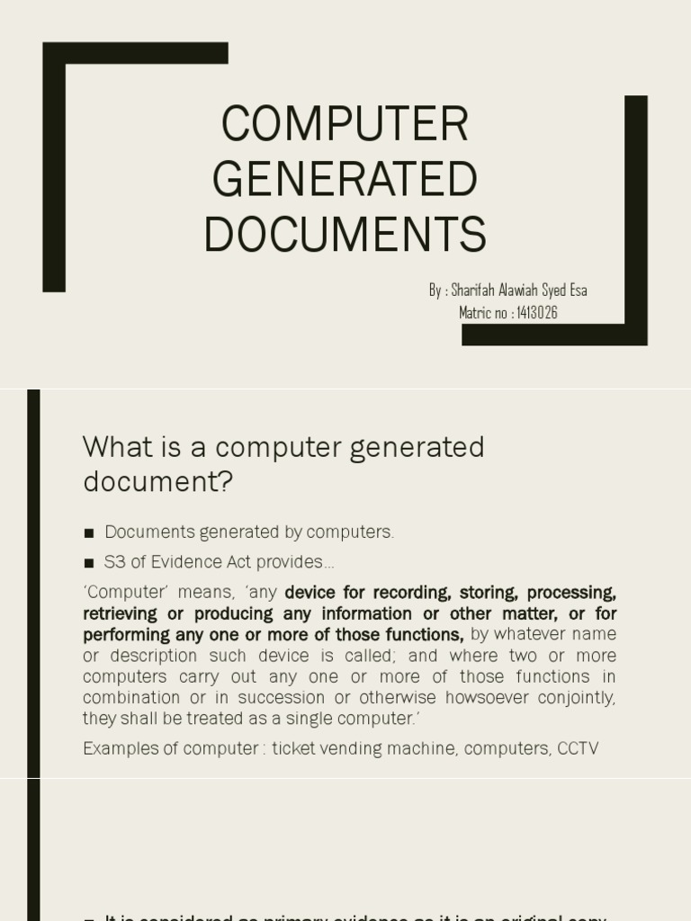 Computer Generated Document Overview | PDF | Hearsay | Government