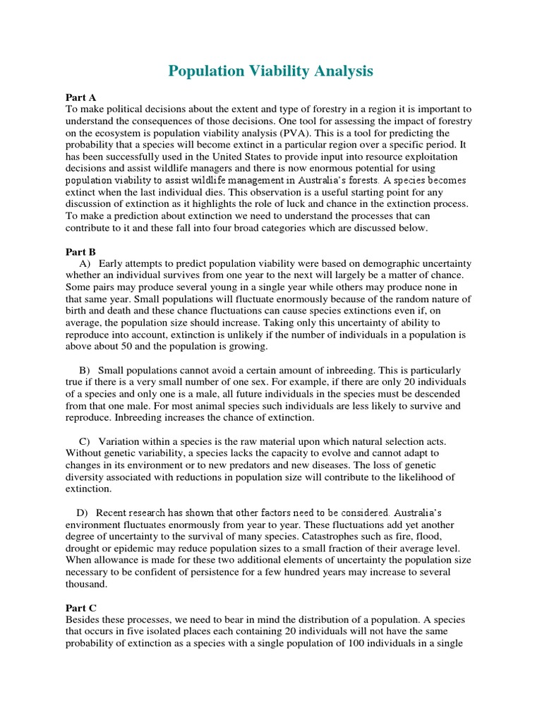 Population Viability Analysis Ielts Pdf Extinction Biology