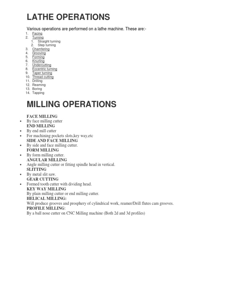 Lathe Operations: Various Operations Are Performed On A Lathe Machine ...