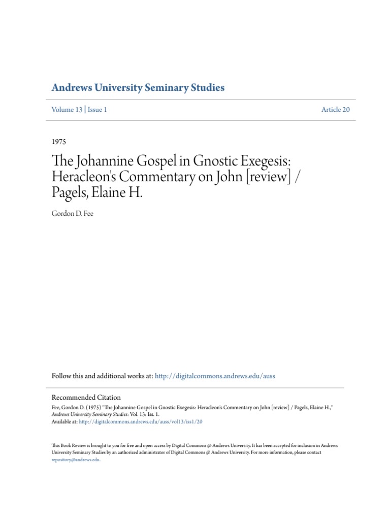 Heracleon's Gnostic Exegesis of John | PDF | Exegesis | Gnosticism