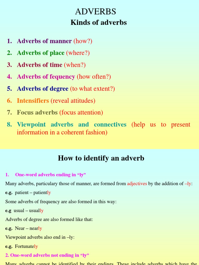 Adverbs | PDF | Adverb | Rules